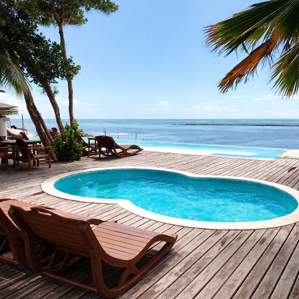 Piscina externa, espreguiçadeiras