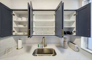 Apartamento Deluxe, 2 quartos, cozinha | Cozinha privada | Um frigorífico, um micro-ondas, um forno, uma placa de cozinha 