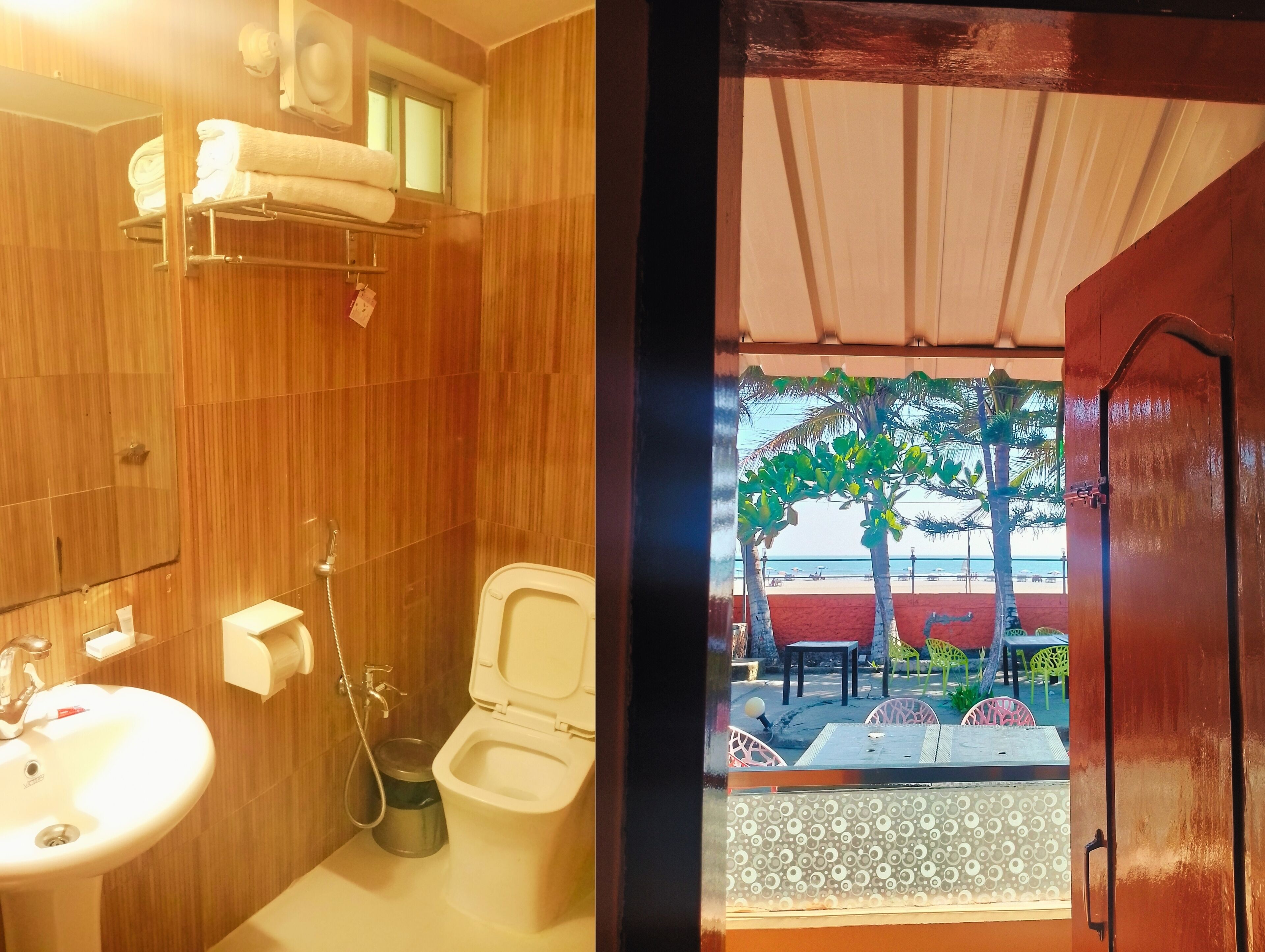 Villa Deluxe, vista para o mar | Casa de banho | Um polibã, artigos de higiene pessoal grátis, toalhas fornecidas 