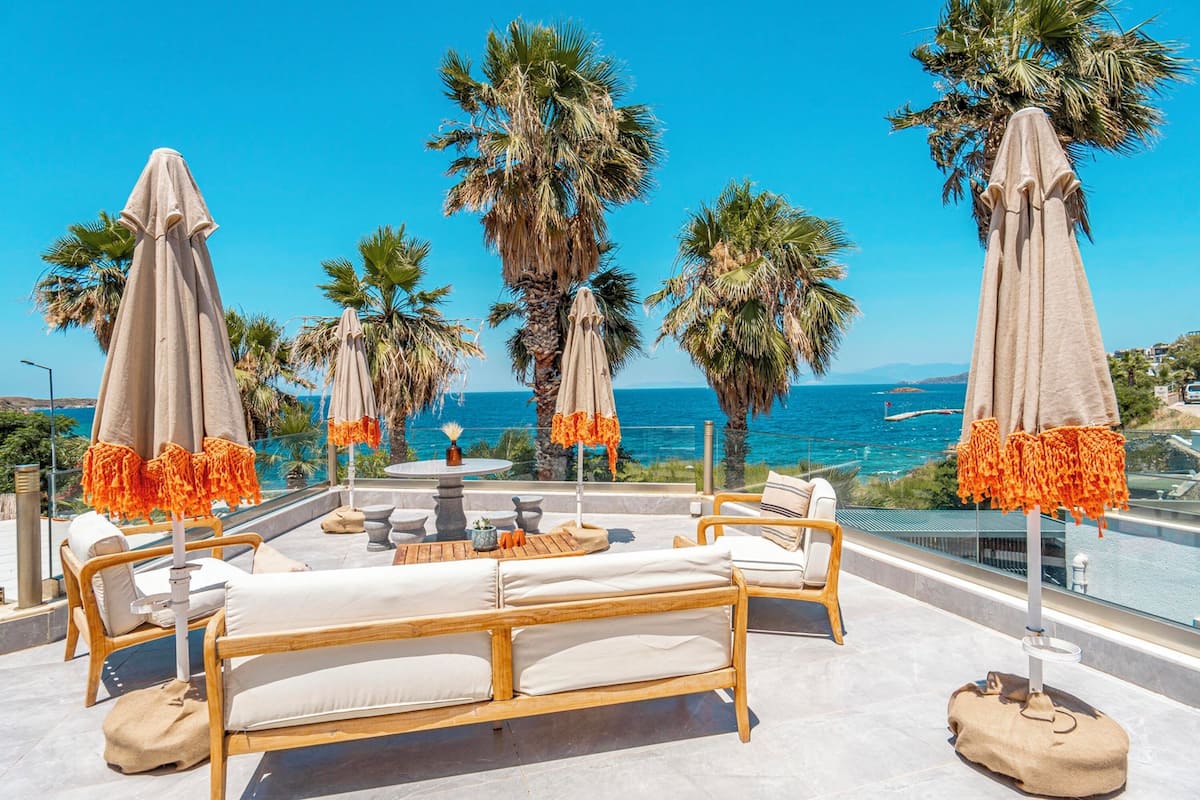 Quarto Deluxe, terraço, vista para o mar | Terraço/pátio interior