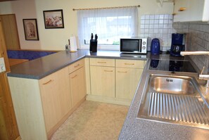 Apartamento, 2 quartos | Cozinha privada | Um frigorífico, um micro-ondas, um forno, uma placa de cozinha 