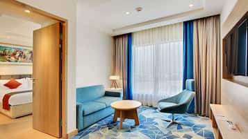 Suíte, 1 cama King | Roupas de cama premium, cofres nos quartos, individualmente decorados