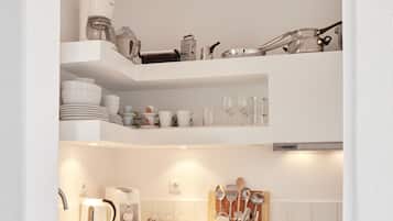 Casa, 1 quarto | Cozinha privada | Geladeira, fogão, cooktop, máquina de café expresso