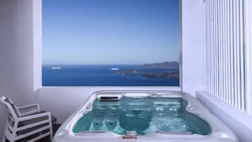 Quarto Superior, banheira de hidromassagem grande, vista para o mar | Vista do quarto
