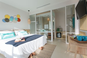 King Suite | Minibar grátis, cofre no quarto, com decoração personalizada 
