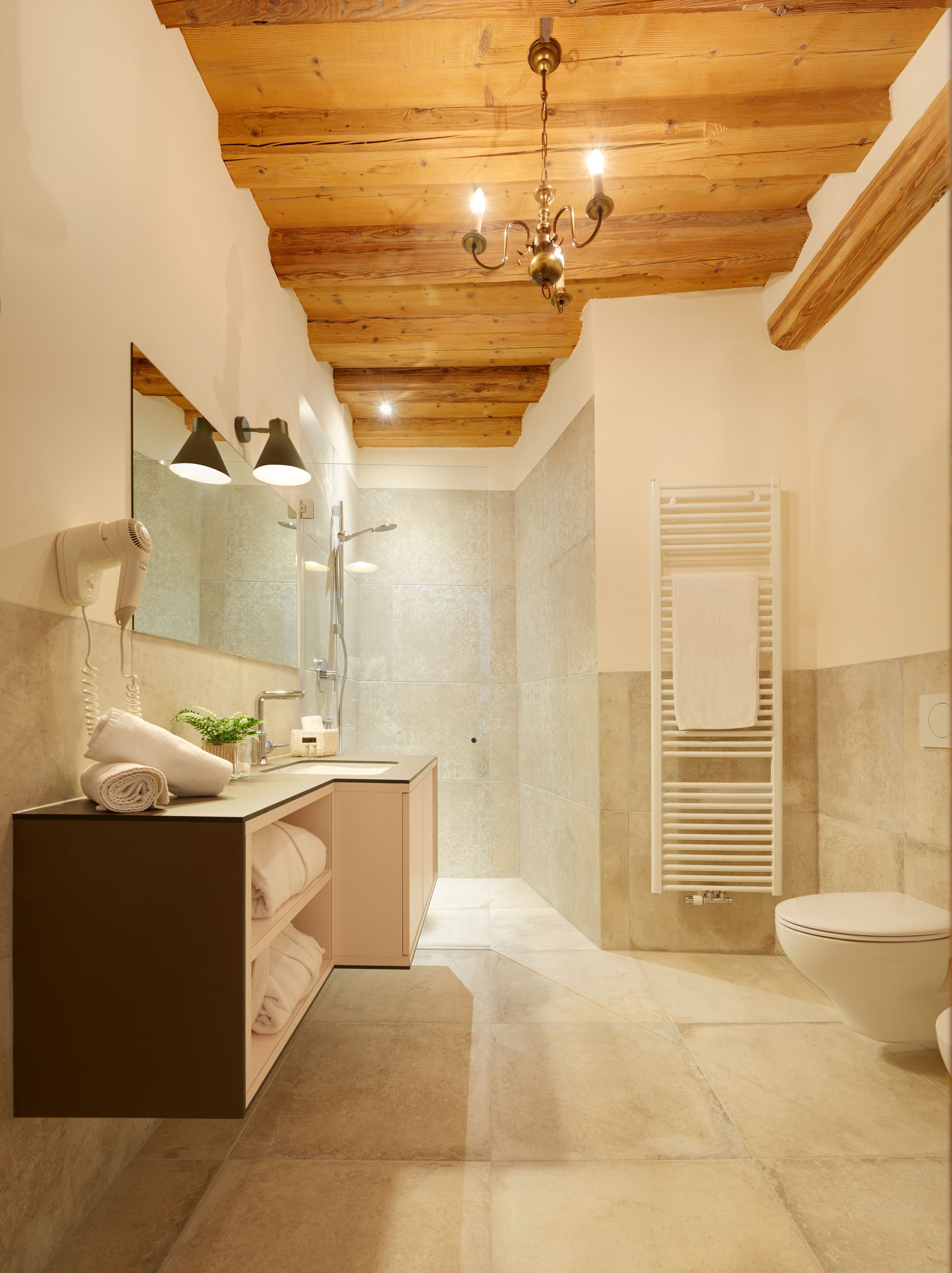 Apartamento júnior, cozinha, ao lado da montanha (Birke) | Banheiro | Chuveiro, produtos de toalete grátis, secador de cabelo, bidê
