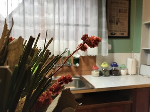 Apartamento urbano, 2 quartos | Cozinha privada | Geladeira grande, micro-ondas, cooktop, torradeira