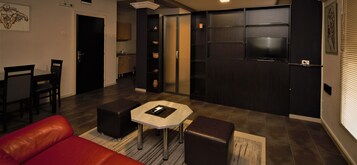 Apartamento presidencial, 1 quarto | Roupas de cama premium, frigobar, escrivaninha