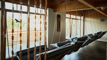 Salas para tratamentos a dois, sauna seca, sauna a vapor
