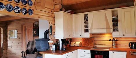 Cabine | Cozinha privada | Um frigorífico, um forno, uma placa de cozinha