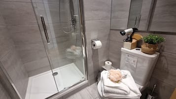 Produtos de toalete grátis, secador de cabelo, toalhas de banho, shampoo