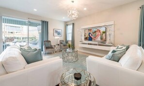 Casa superluxo | Sala de estar | Smart TV 42 polegadas com canais digitais, Netflix