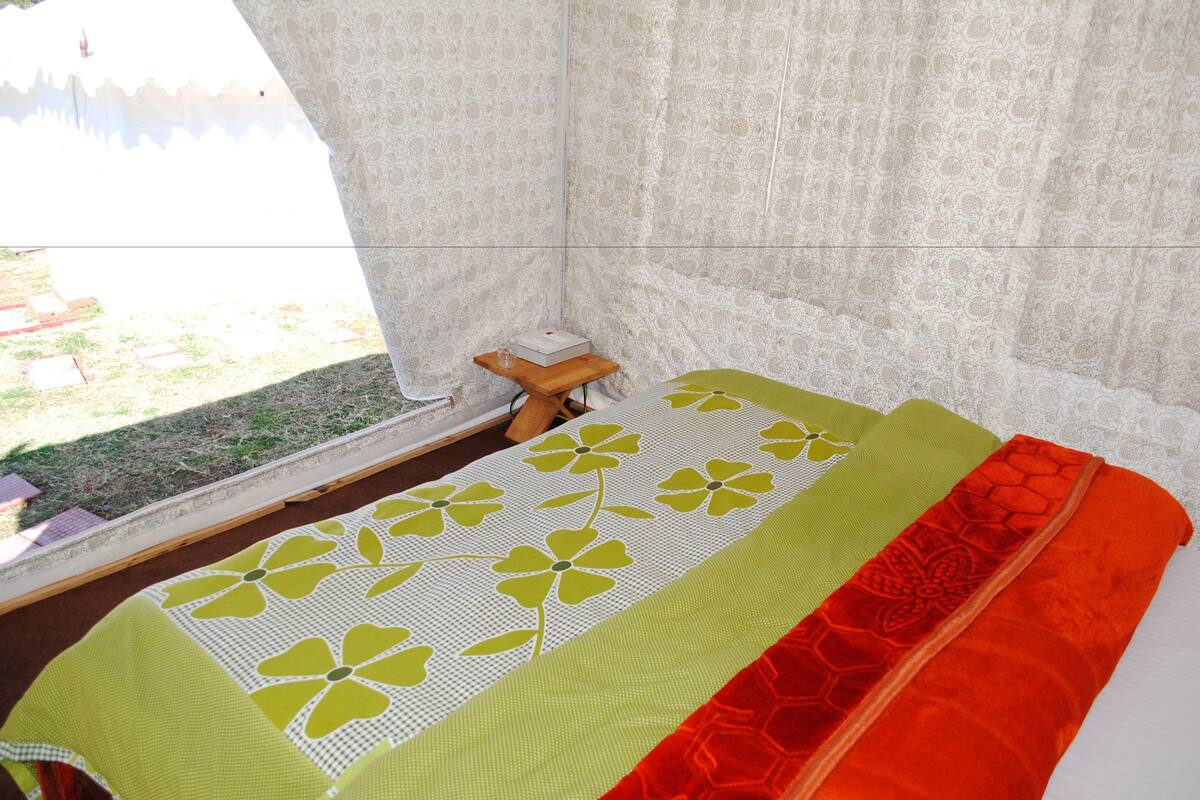 Tenda Executiva, 1 cama de casal, casa de banho partilhada, vista para a colina | Roupa de alta qualidade, camas desdobráveis, Wi-fi grátis 
