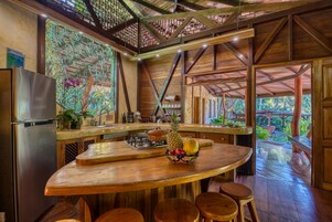 Suite de Luxo, 3 quartos, banheira de hidromassagem grande, vista para o jardim | Cozinha privada | Um frigorífico, uma placa de cozinha, uma cafeteira/bule 