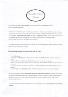Documento detalhando o sistema de higienização com ozônio do Via delle 5 Terre Rooms.