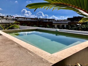 Piscina exterior, espreguiçadeiras 