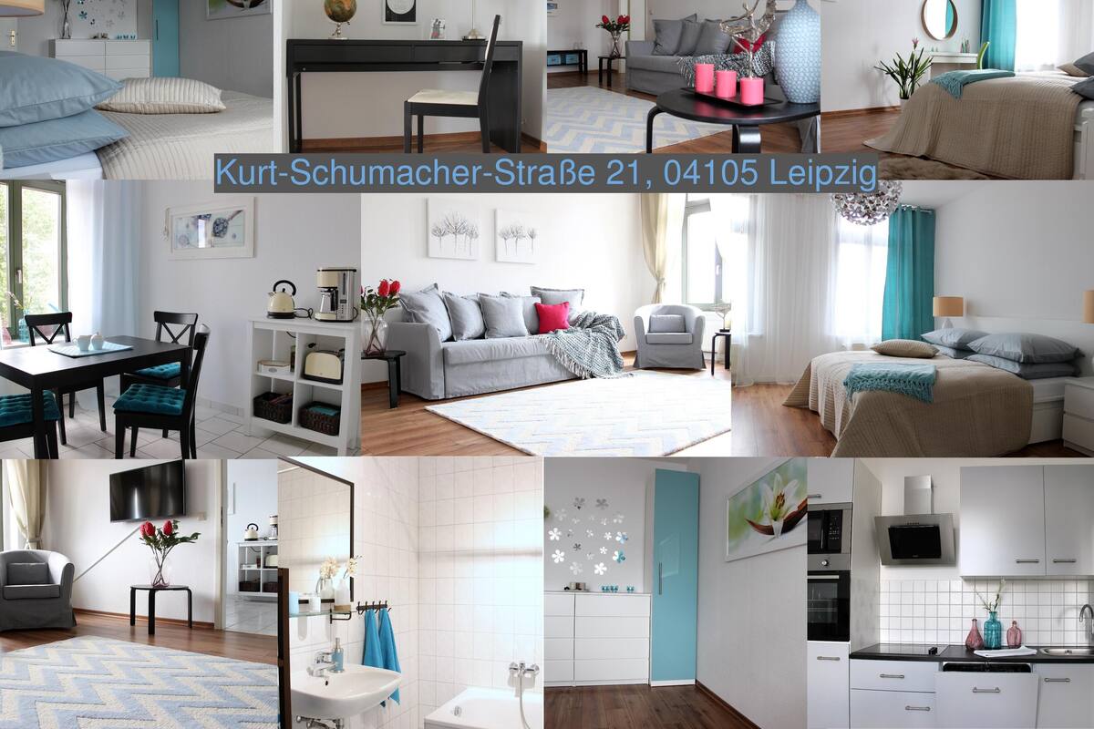 Um apartamento moderno com sala de estar, área de jantar, cozinha e banheiro.