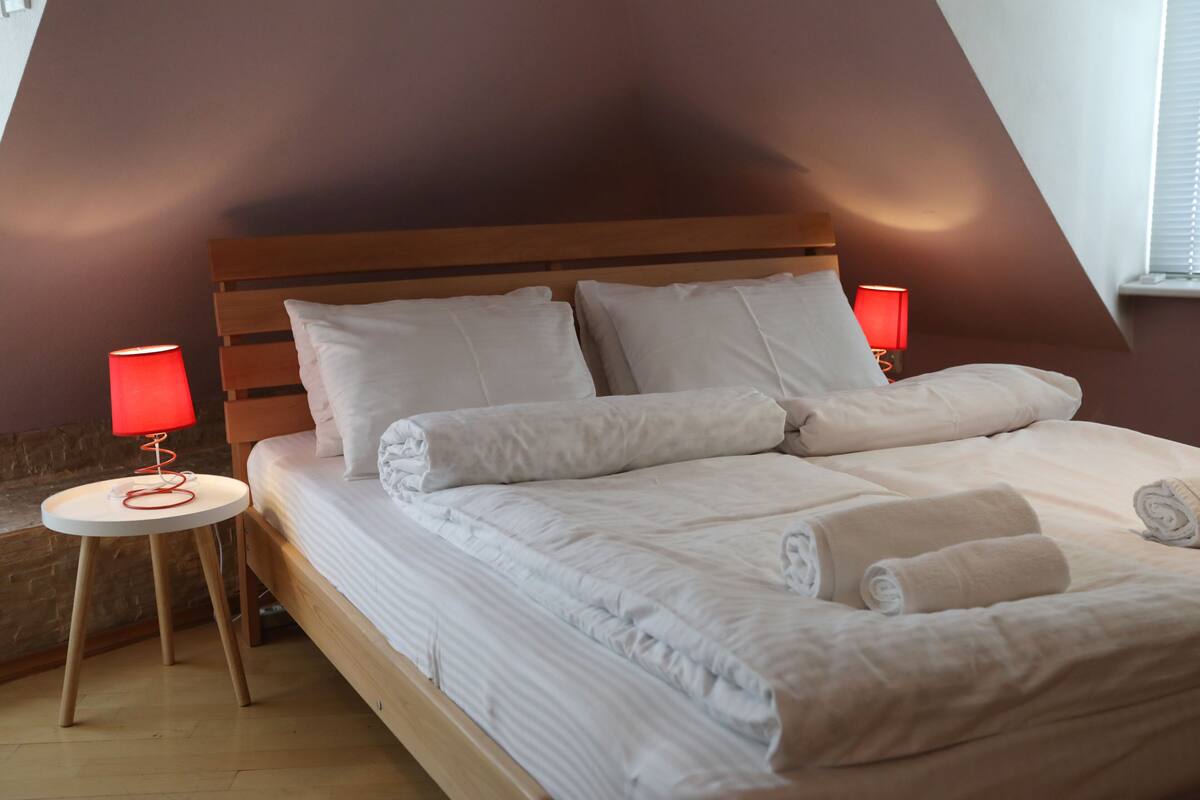 Loft família, 2 quartos, vista para a cidade, no andar executivo | 6 quartos, roupas de cama de algodão egípcio, roupas de cama premium