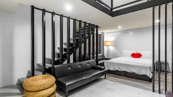 Loft Deluxe, 2 quartos | 1 quarto, roupa de alta qualidade, edredões de penas