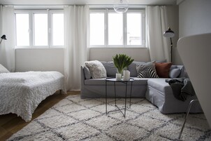 Cobertura luxo | 1 quarto, escrivaninha, ferros/tábuas de passar roupa, Wi-Fi de cortesia