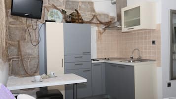 Suíte estúdio luxo | Cozinha privada | Refrigerador em uma área comum, micro-ondas em uma área comum