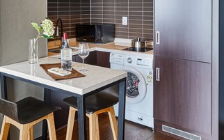 Suite | Cozinha privada | Um frigorífico, um micro-ondas, uma chaleira elétrica, Congelador 