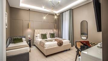 Quarto Duplo Deluxe | Roupa de alta qualidade, minibar, cofre no quarto, secretária