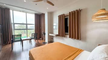 Quarto Premier, 1 cama de casal, vista para o parque | Secretária, Wi-fi grátis, roupa de cama fornecida