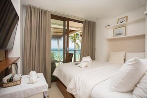 Quarto solteiro luxo, vista para o oceano (2nd Floor) | Roupas de cama de algodão egípcio, roupas de cama premium, frigobar