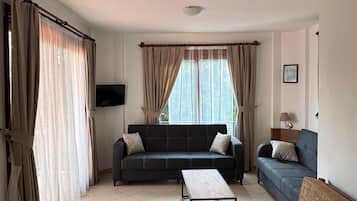 Quarto Quádruplo, vista para o rio | Sala de estar | Televisor LCD