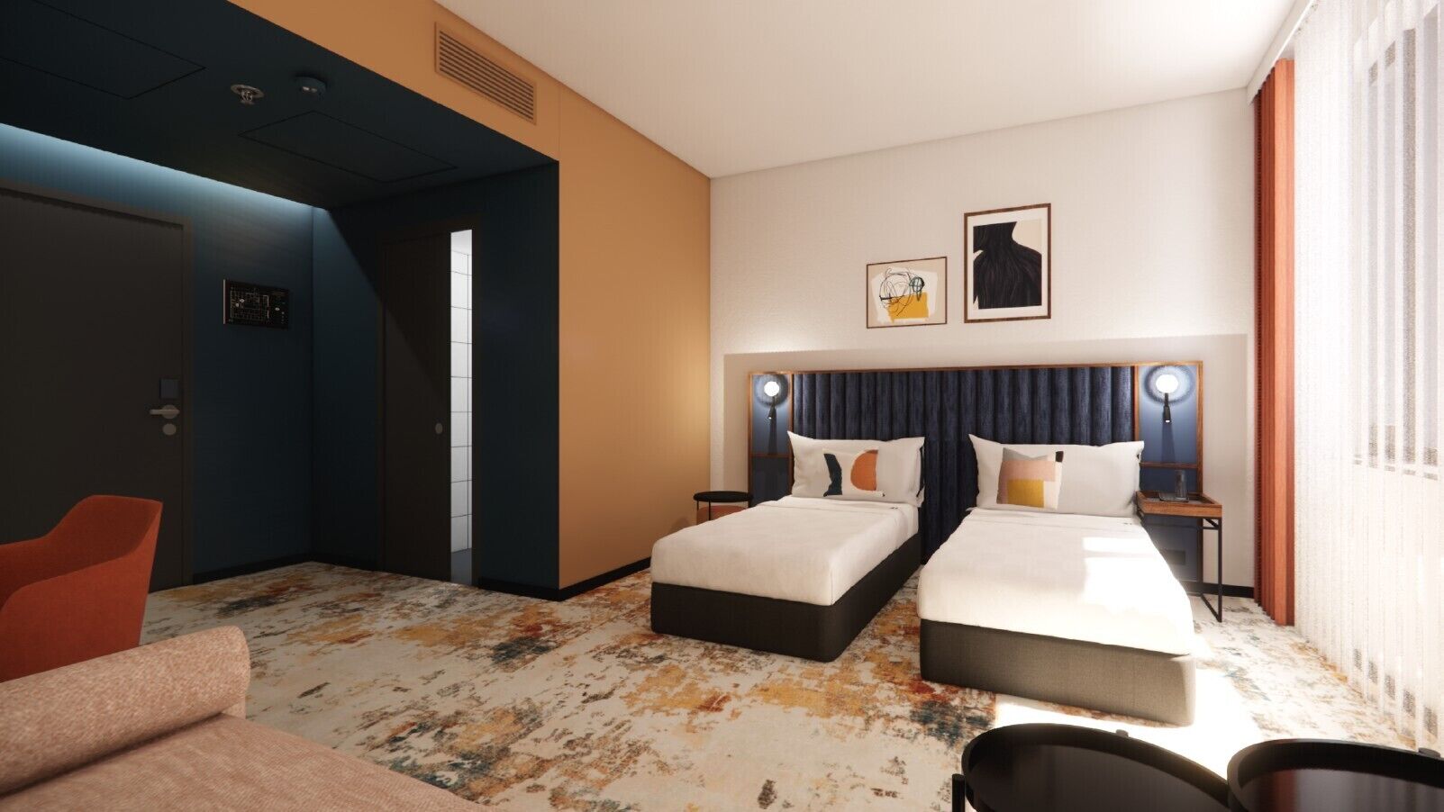 Quarto Premium | Cofre no quarto, secretária 