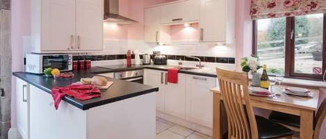 Um frigorífico, um micro-ondas, uma placa de cozinha