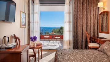 Quarto luxo, sacada | 1 quarto, roupas de cama de algodão egípcio, roupas de cama premium