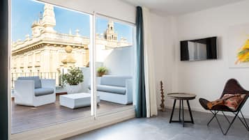 Penthouse Design, 1 quarto, terraço, Vista para a cidade | Vista do quarto
