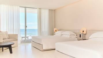 Roupas de cama premium, frigobar (abastecido com itens grátis)