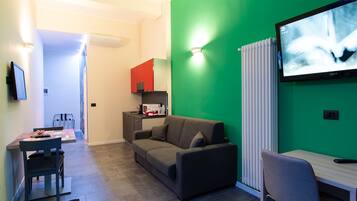 Estúdio Empresarial, 1 cama queen-size e sofá-cama | Sala de estar | TV de ecrã plano