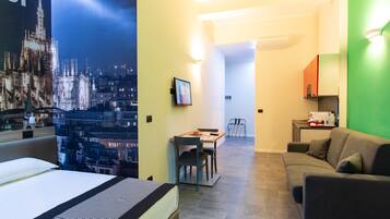 Apartamento Clássico, 1 cama queen-size e sofá-cama | Secretária, secretária adequada para computadores portáteis