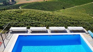 Piscina com vista para vinhedos.