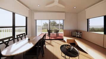 Cabana de Madeira Standard, 2 quartos (Sleeps 4) | Com decoração personalizada, ferro/tábua de engomar