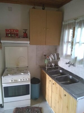 Apartamento, 2 quartos, terraço | Cozinha privada | Geladeira, micro-ondas, fogão, cooktop