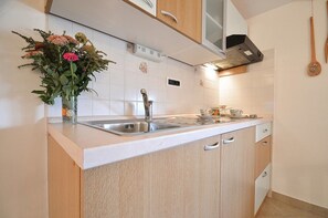 Apartamento, 1 quarto | Cozinha americana privada | Geladeira, cooktop, cafeteira/chaleira, torradeira