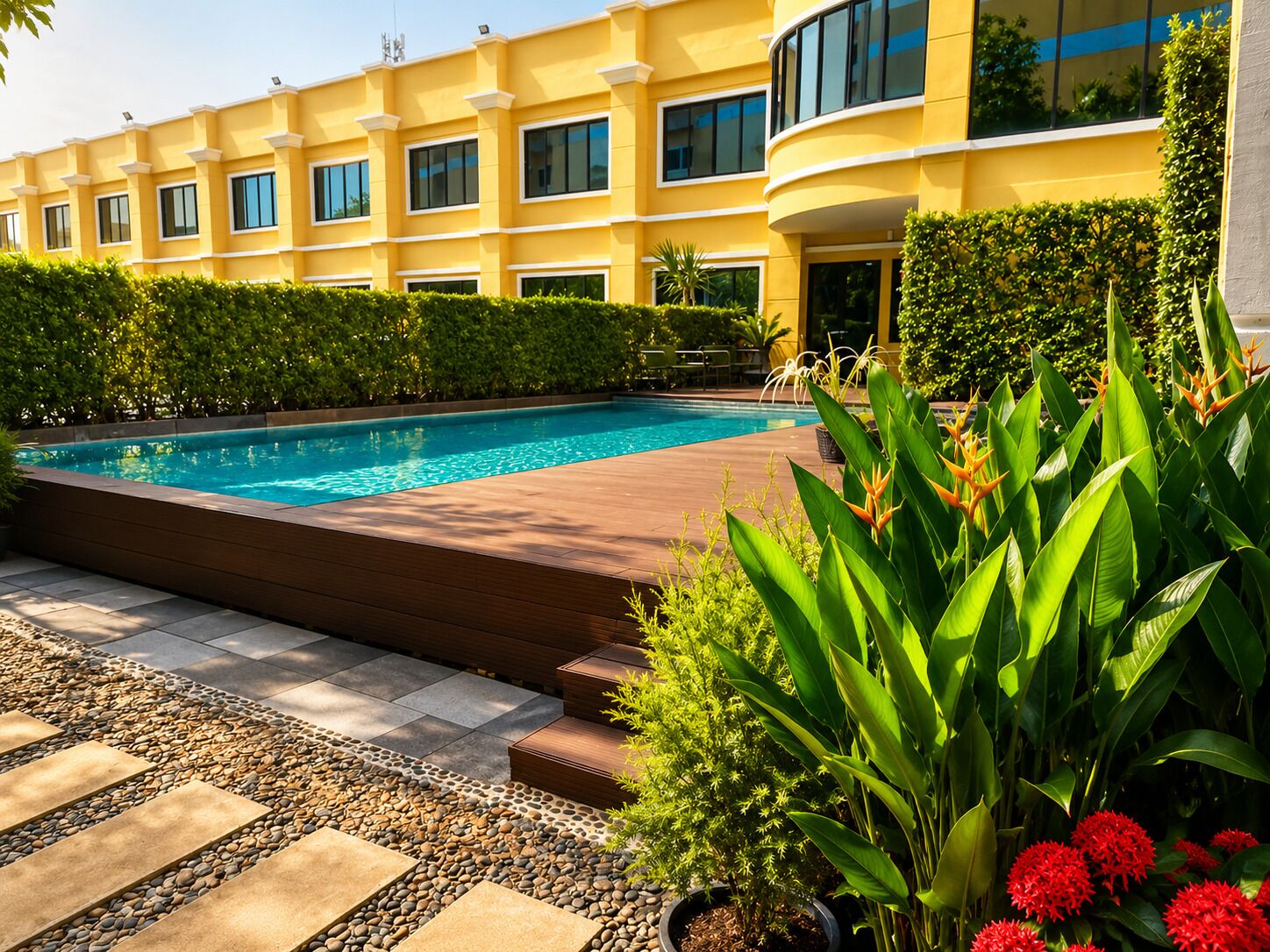 Piscina exterior, espreguiçadeiras 