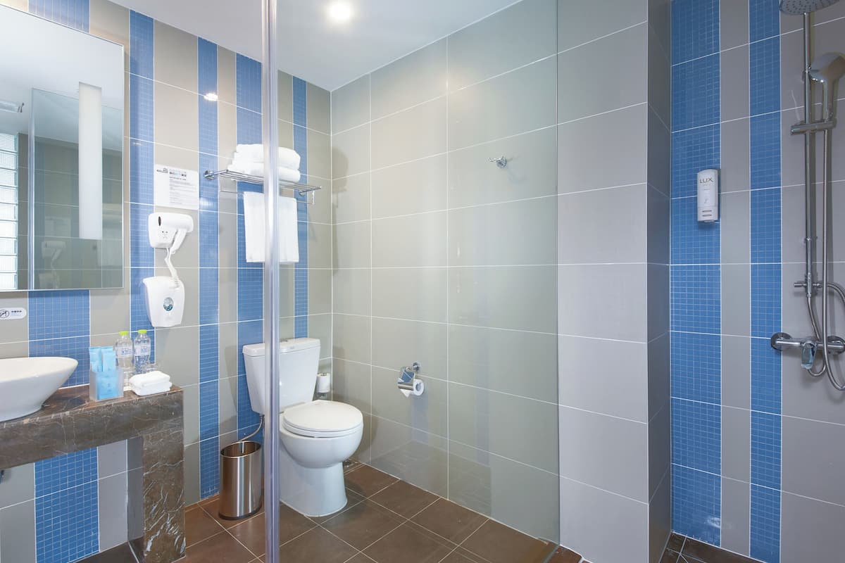 Chuveiro, ducha de hidromassagem, produtos de toalete grátis