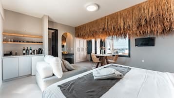 Quarto Duplo Júnior, vista para o mar | Lençóis de algodão egípcio, roupa de alta qualidade