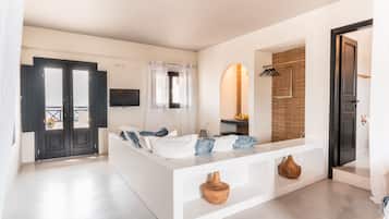 Quarto Duplo Júnior, vista para o oceano | Lençóis de algodão egípcio, roupa de alta qualidade
