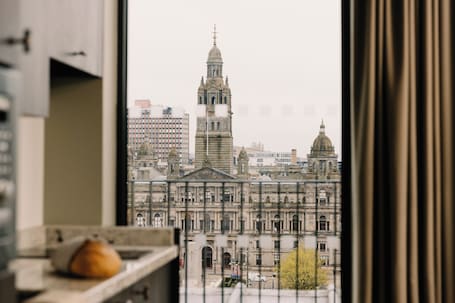 Vista para a cidade desde o alojamento. Native Glasgow
