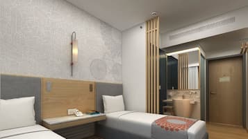 Roupas de cama antialérgicas, cofres nos quartos, cortinas blackout