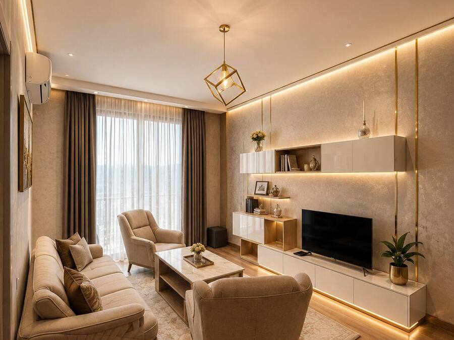 Apartamento de Luxo, 2 quartos, vista para a montanha | Sala de estar