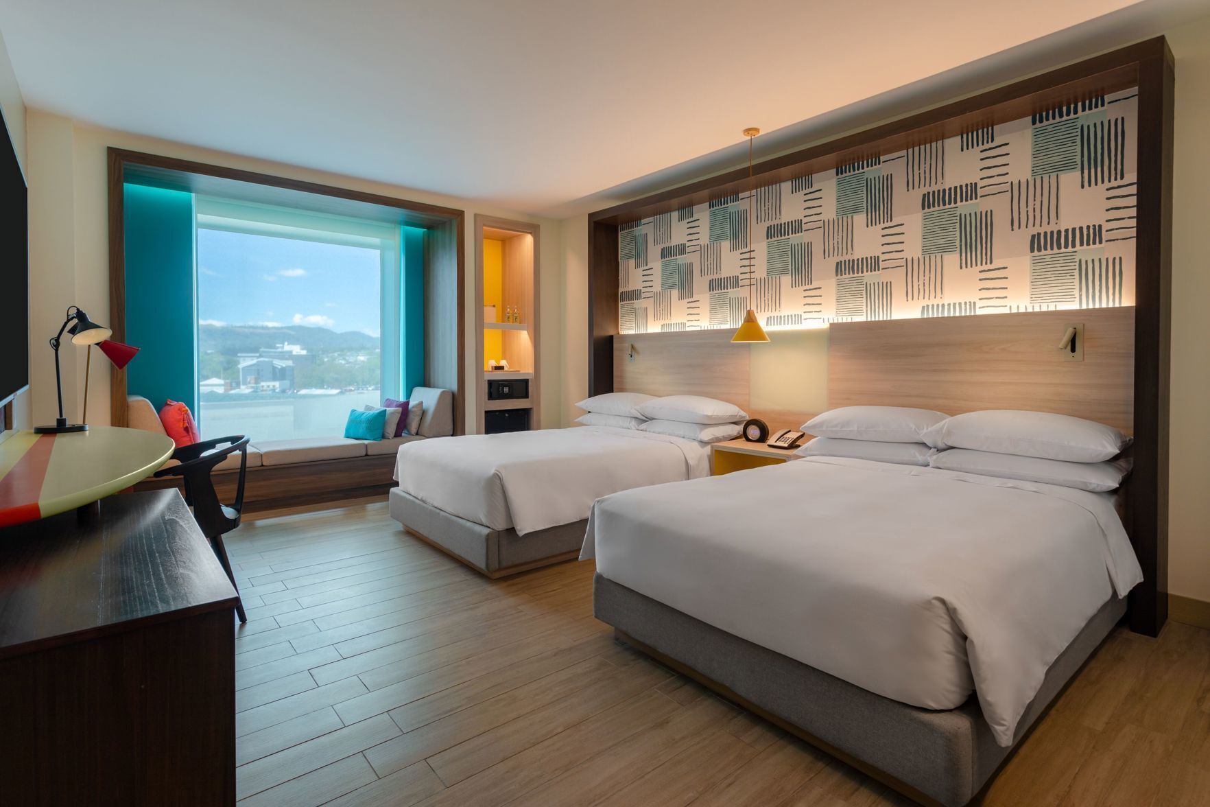 Lençóis de algodão egípcio, roupa de alta qualidade, minibar 