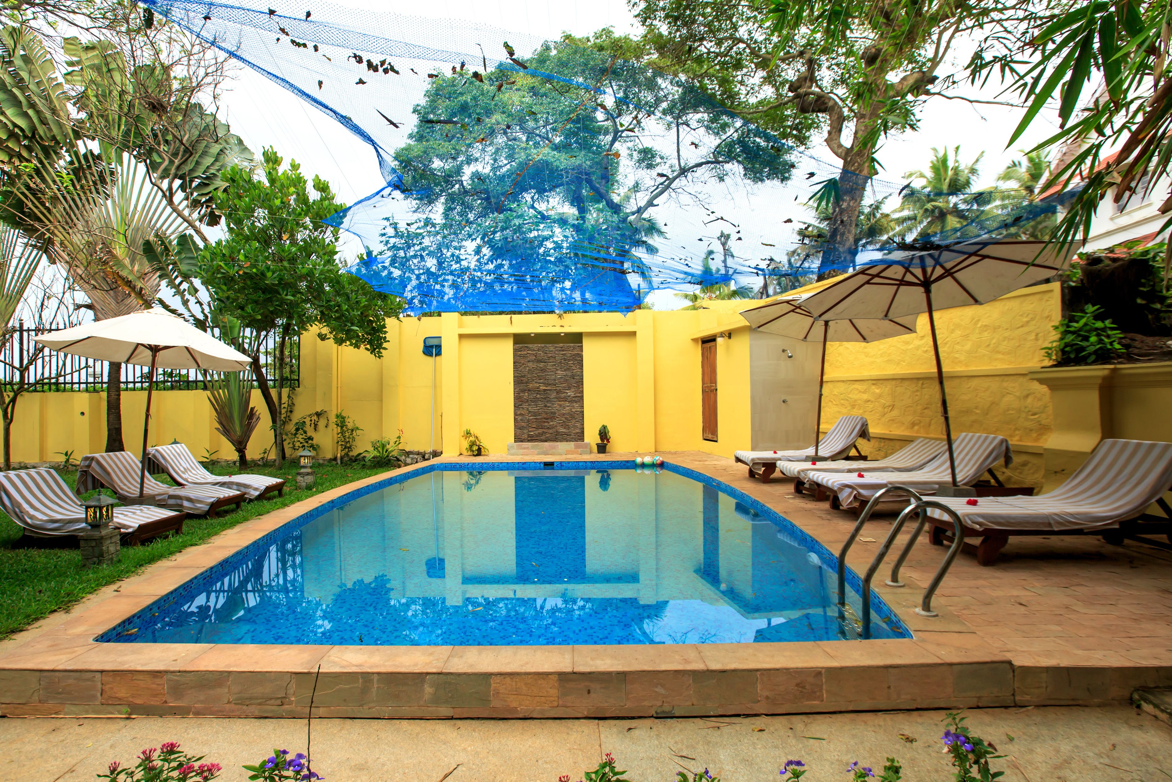 Piscina exterior, espreguiçadeiras 